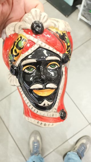 Testa di moro siciliana,uomo,ceramica 20 cm