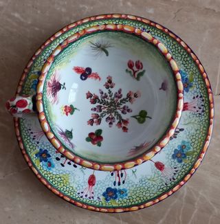 Tazza e piattino decoro a mano