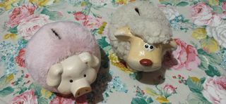 Peluche Salvadanaio maialino e pecorella 
