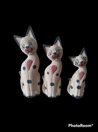 Gatti di legno a mano, soprammobile casa, regalo,