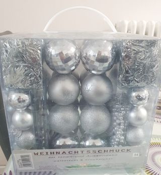 54 pz. addobbi Natale argento 