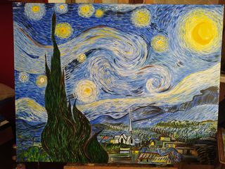 quadro DIPINTO A MANO notte stellata Vangogh