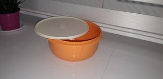 Ciotola  arancione tupperware con coperchio
