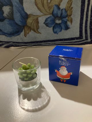 Mini portacandele con candela a forma di piantina 