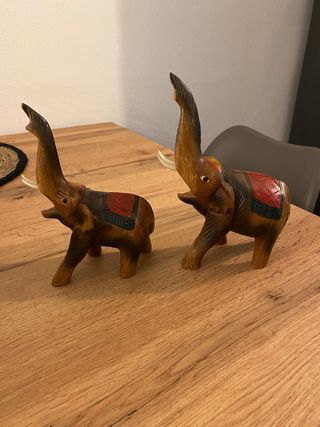 Coppia elefanti legno