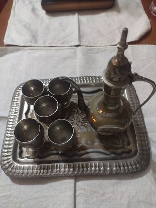 set vassoio 5 bicchierini caffettiera vintage 