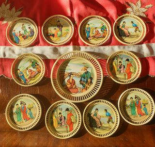 lotto sottobottiglia + 10 sottobicchieri vintage 