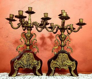 antica coppia di candelabri a 6fiamme h.41cm