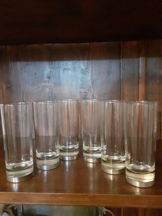 6 bicchieri con base in argento 