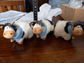 set 3 mucche terracotta e pelo sintetico 