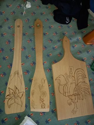 set Tagliere e 2 palette pirografati