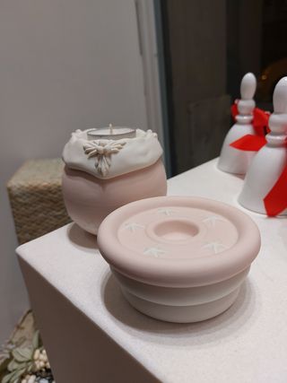 2 porta candela rosa natalizio