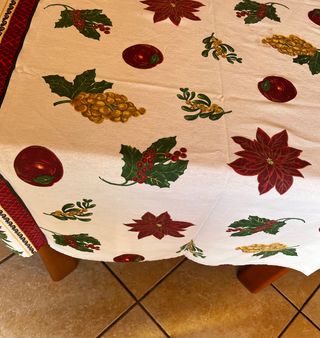 Tovaglia natalizia bianca multicolore 228x130