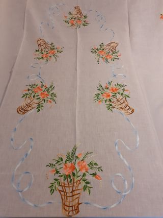 tovaglia x 12 grezza ricamata puro lino