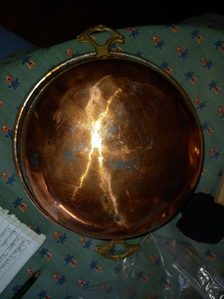 ciotola in rame anticato con 2 manici