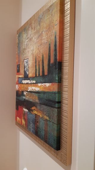 Quadro olio su tela Paesaggio onirico con cornice