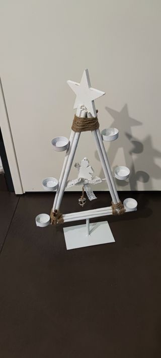 albero porta tea light bianco shabby chic