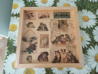 Quadro decoupage gatti 