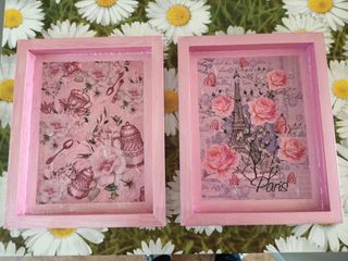 Quadri decoupage rosa
