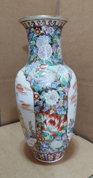 Vaso cinese di ceramica dipinto a mano 