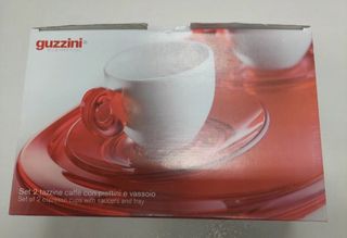 Set due tazzine caffè con piattini e vassoio. Guzz