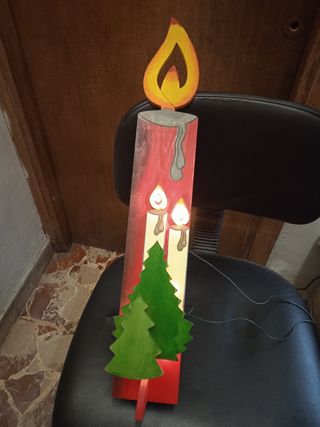Candela legno con luci 