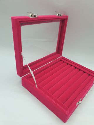 Vetrinetta Portagioie in velluto rosa