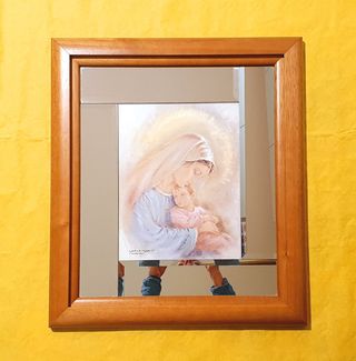 quadro icona Madonna con Bambino VINTAGE specchio