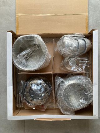 Set fonduta acciaio e vetro 