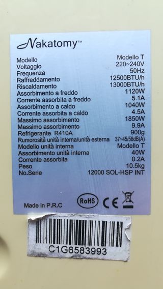  aria condizionata Nakatomi