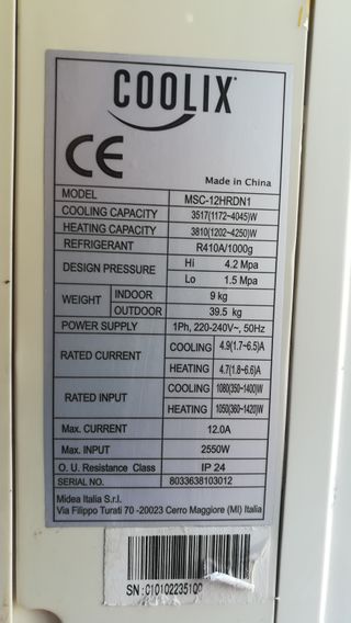  Aria condizionata  marchio Coolix