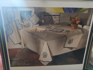 Completo tovaglia tavola 27 pezzi, puro cotone