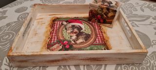 vassoio legno decorato a mano 🐕