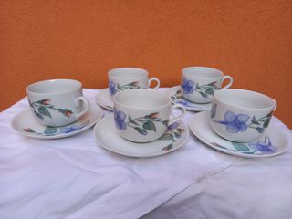  nr 5 tazzine da thè con piattino, decorazione fio