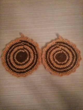 2 Presine 100% lana riciclata marrone-marroncino