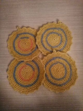 4 presine 100% lana riciclata giallo-celestino