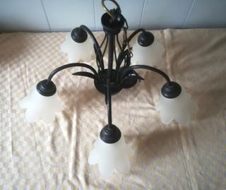 Lampadario soffitto rustico metallo brunito 5 luci