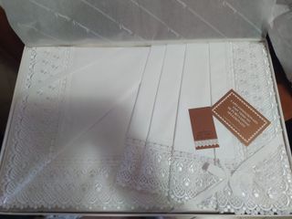 Lenzuola matrimoniale macramè e pizzo bianco