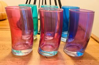 Set 6 bicchieri curvi vetro colorati 