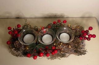 Portacandele centrotavola con 3 candeline