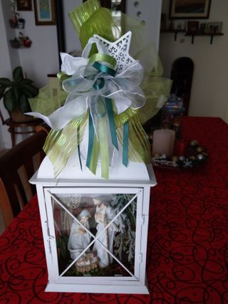 PRESEPE IN LANTERNA BIANCA RETTANGOLARE