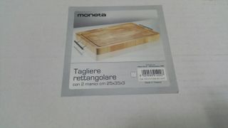 Tagliere vassoio nuovo legno e acciaio Moneta