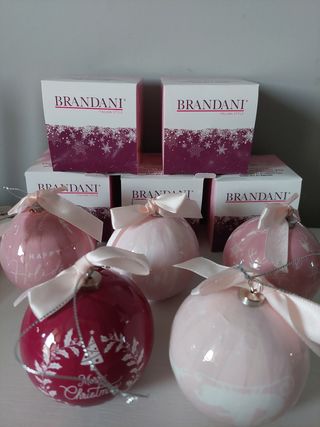 5 palline Natale collezione Brandani rosa albero