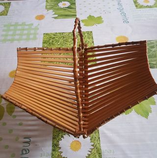 Portafrutta vintage in legno e bambù 