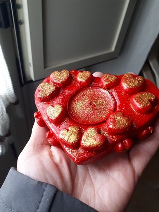 portacandela a cuore rosso