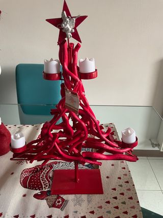 Albero Natale legno portacandele