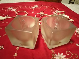 set di due lampade vintage in vetro 