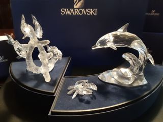 Swarovski set delfino, granchio, banco di pesci
