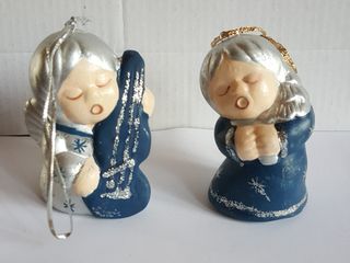 3 angioletti di Natale in ceramica da appendere 