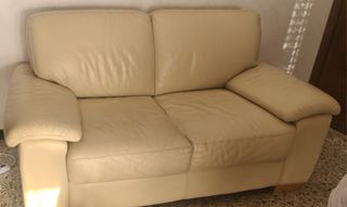 divano in pelle due posti beige 